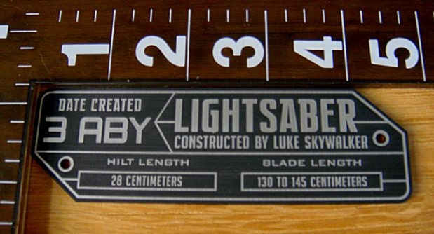 Custom LIGHTSABER Specifications Data Plate STAR WARS Luke | Etsy