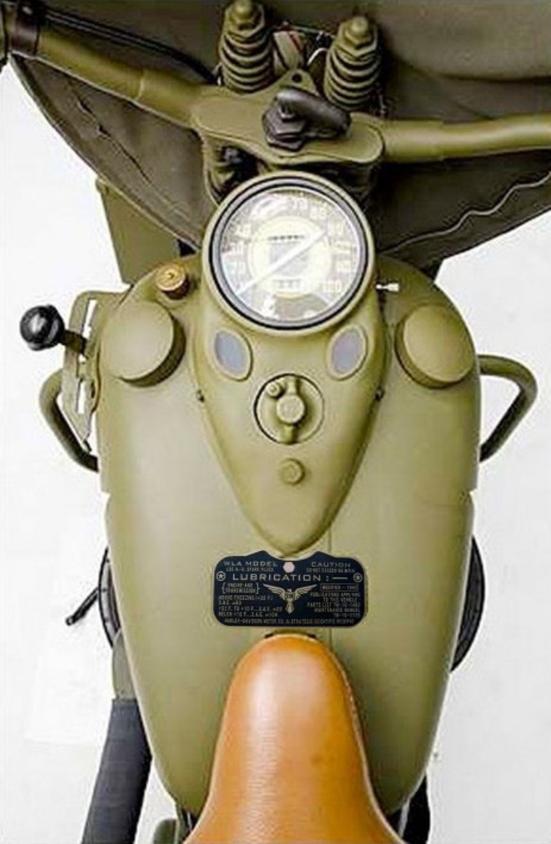 Custom WLA Army Captain America WWII Motorcycle Tank Data Plate Prop ...