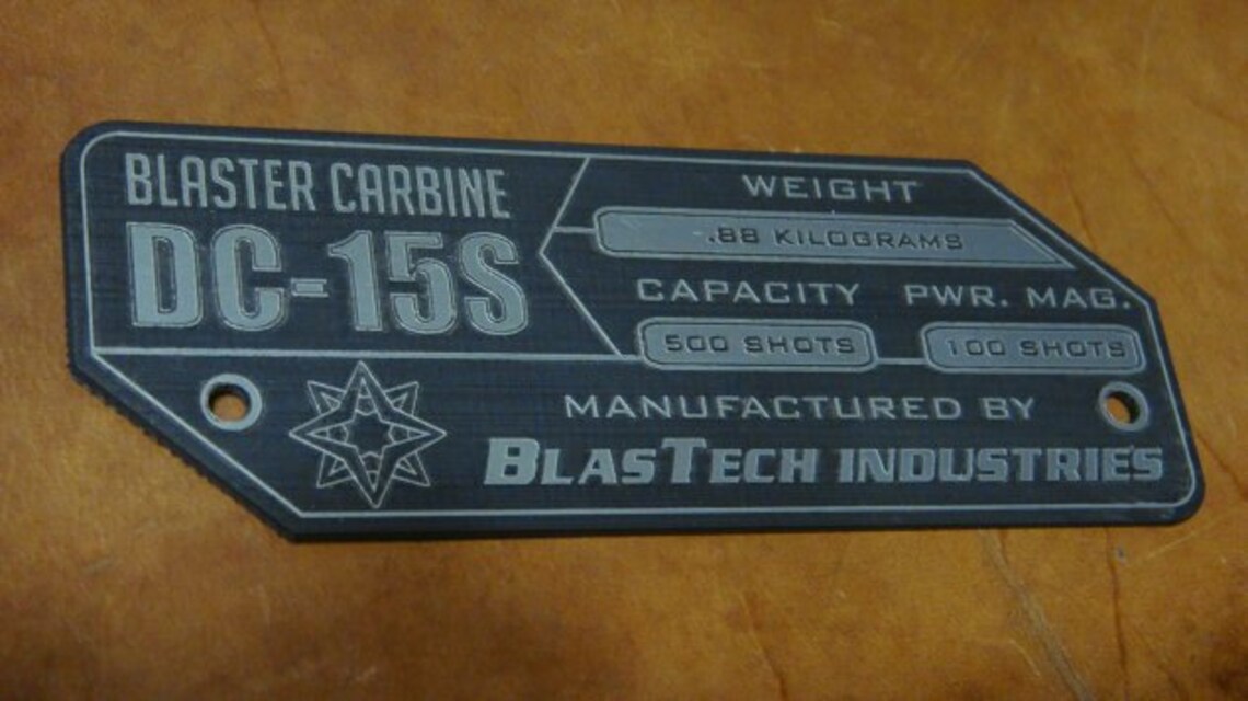 Custom DC-15S Blater Carbine Data Plate Prop STAR WARS Clone | Etsy