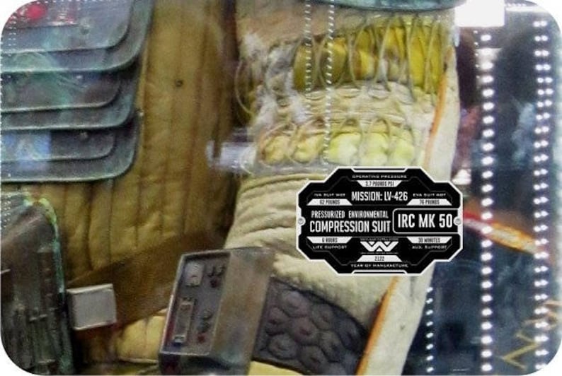 Custom ALIEN MK50 COMPRESSION Suit Specifications Data Plate Prop ...