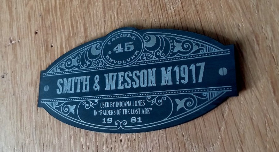 Custom SMITH & WESSON M1917 Display Placard PROP Indiana Jones Raiders ...