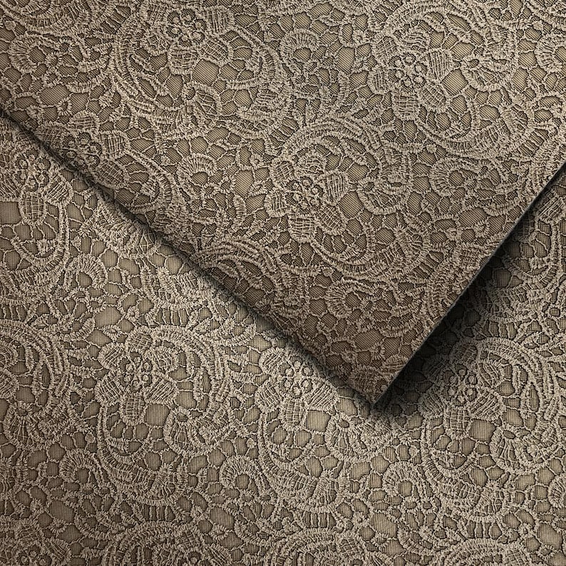 Embossed Lace Faux Leather Sheet, 3D Floral Leatherette With Felt ...