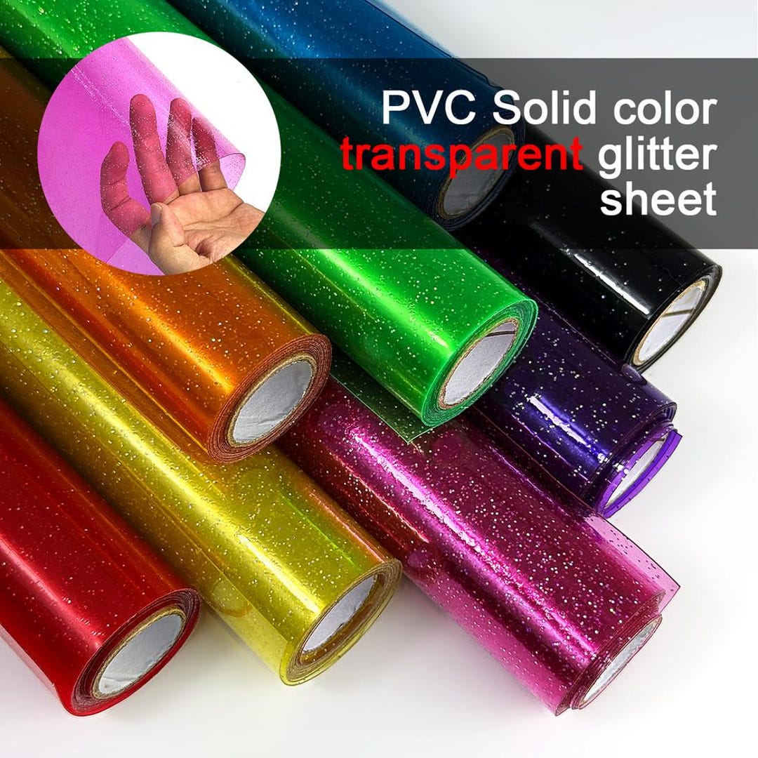 Clear Glitter PVC Vinyl Sheet, Transparent Color Vinyl for DIY Crafts ...