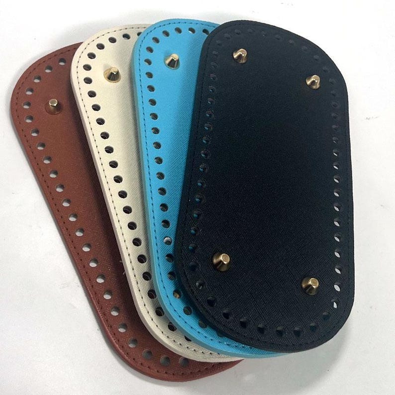PU Leather Bag Base Set of 4, Oval Purse Bottom for Crochet & Knitting ...