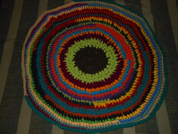 Bright Multi Colored Round Crochet Rag Rug | Etsy