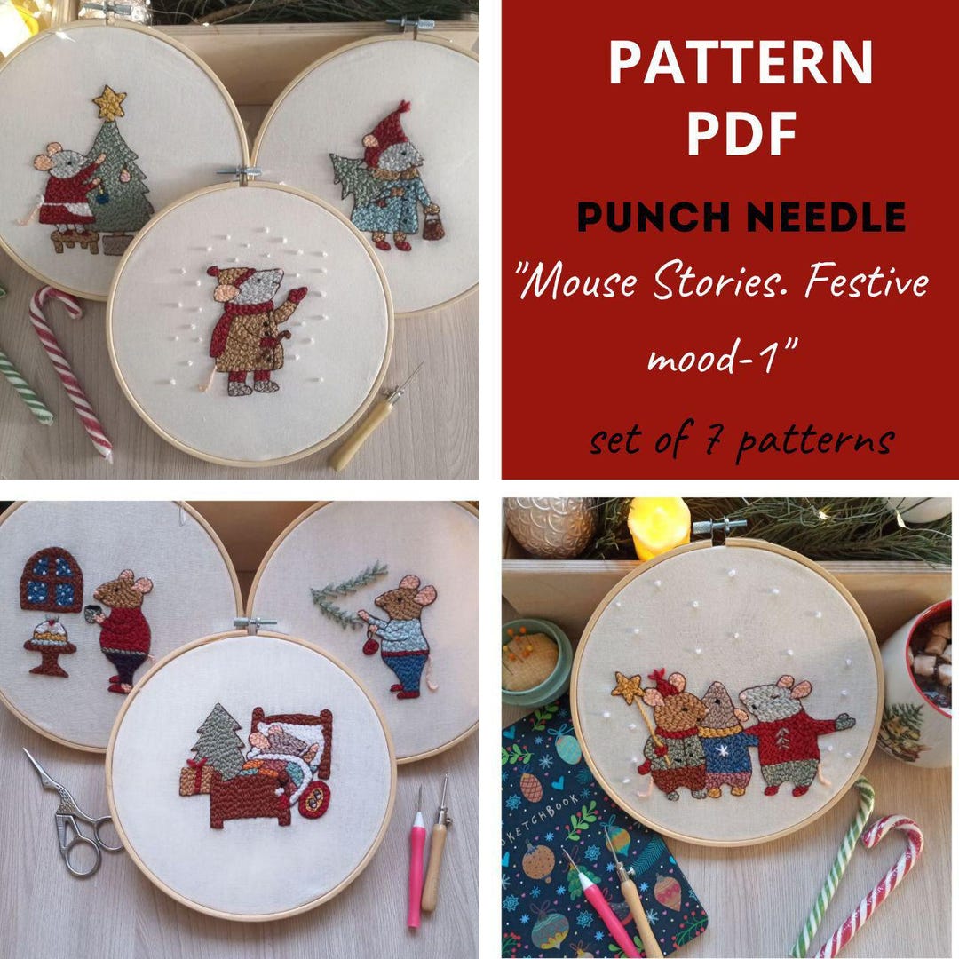 Mouse Stories. Festive Mood Pattern Set Christmas Mouse Embroidery - 1 ...