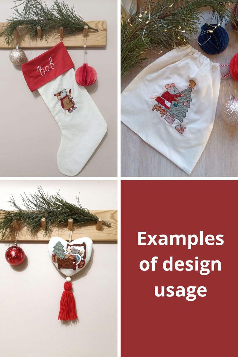 Mouse Stories. New Year Embroidery Pattern Set Christmas Mouse ...