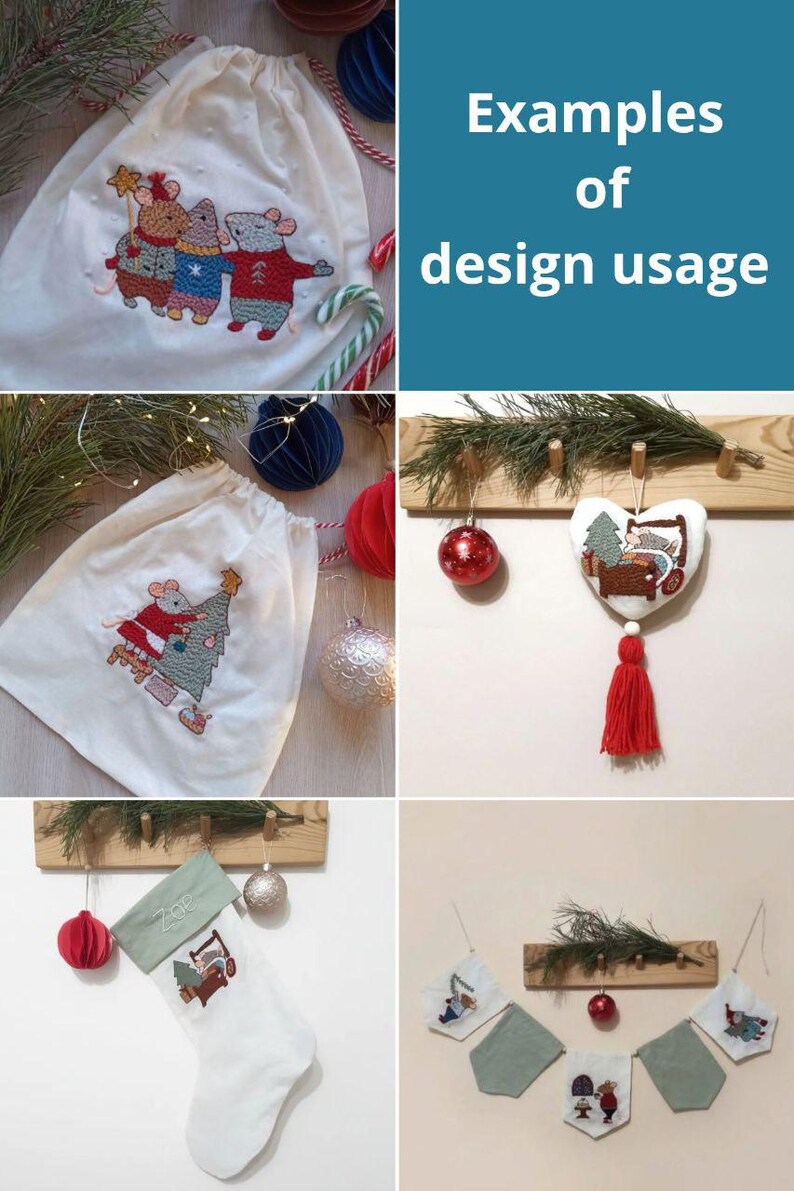 Mouse Stories. Merry Christmas Pattern Set Christmas Mouse Embroidery ...