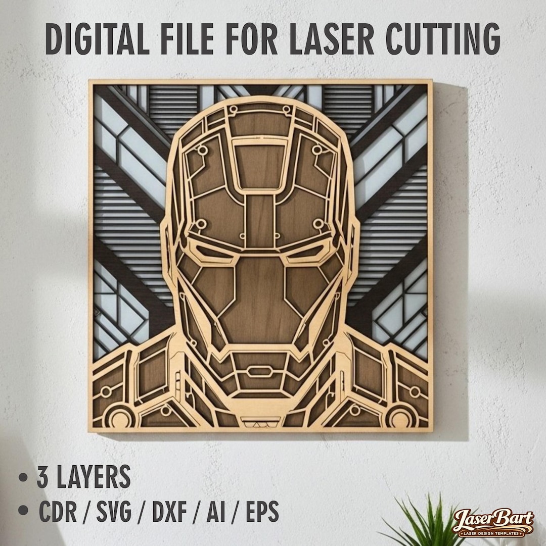 Layered Iron Man Wall Art | Laser Cut File (svg, Dxf, Cdr, Ai, Eps) - Etsy