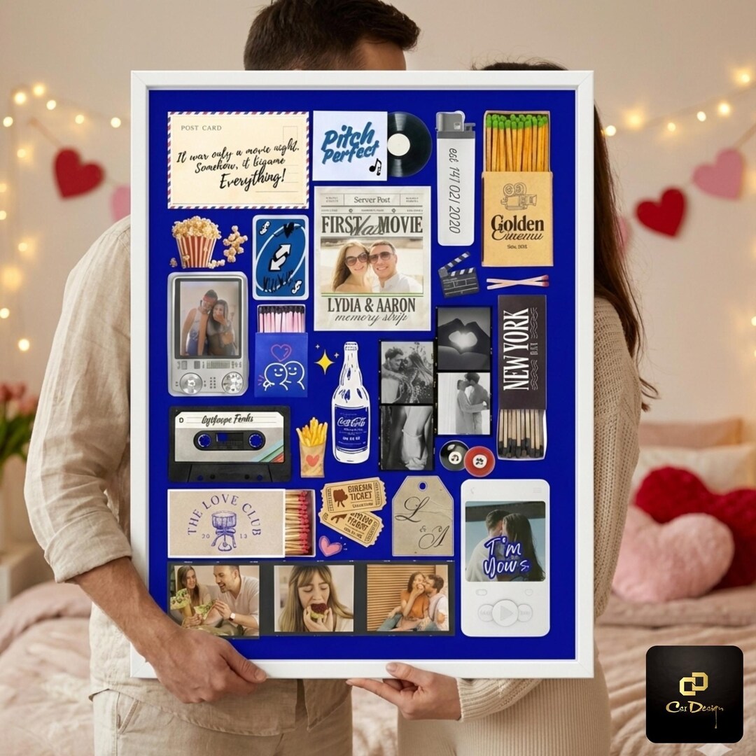 Blue Custom Matchbox Art Print, Personalized Memory Keepsake, Valentine ...