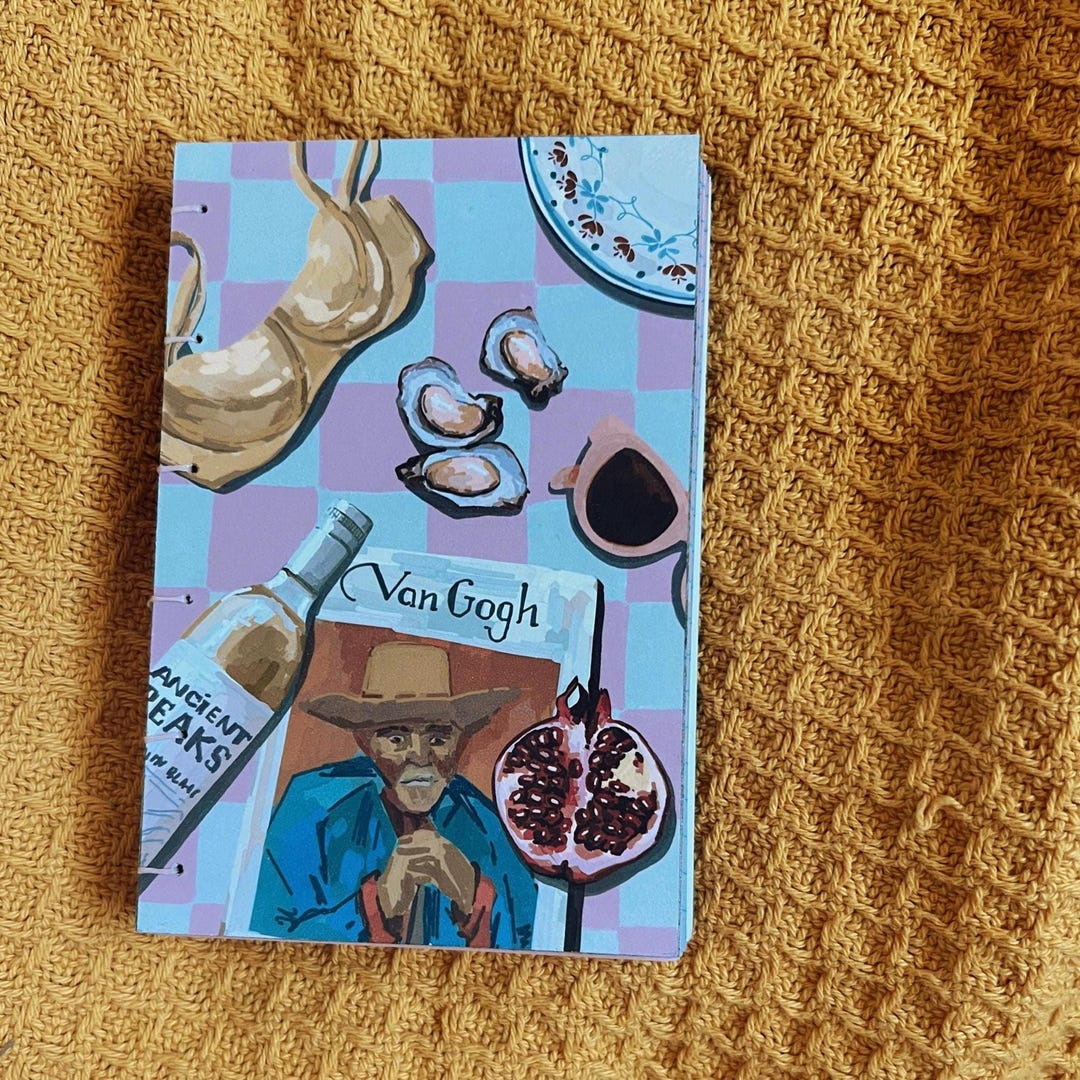 Mini Coptic Stitch Notebook – Abstract Foodie Postcard Cover, Mixed ...