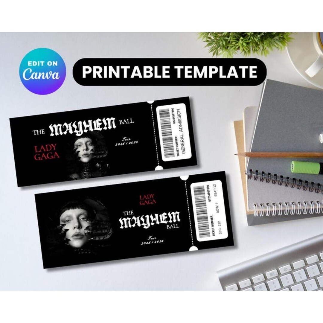 Lady Gaga Mayhem Ball Concert Ticket - Instant Download - Printable and ...