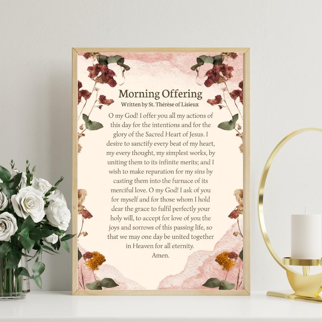 Morning Offering Prayer Printable – Catholic Wall Art (digital Download ...