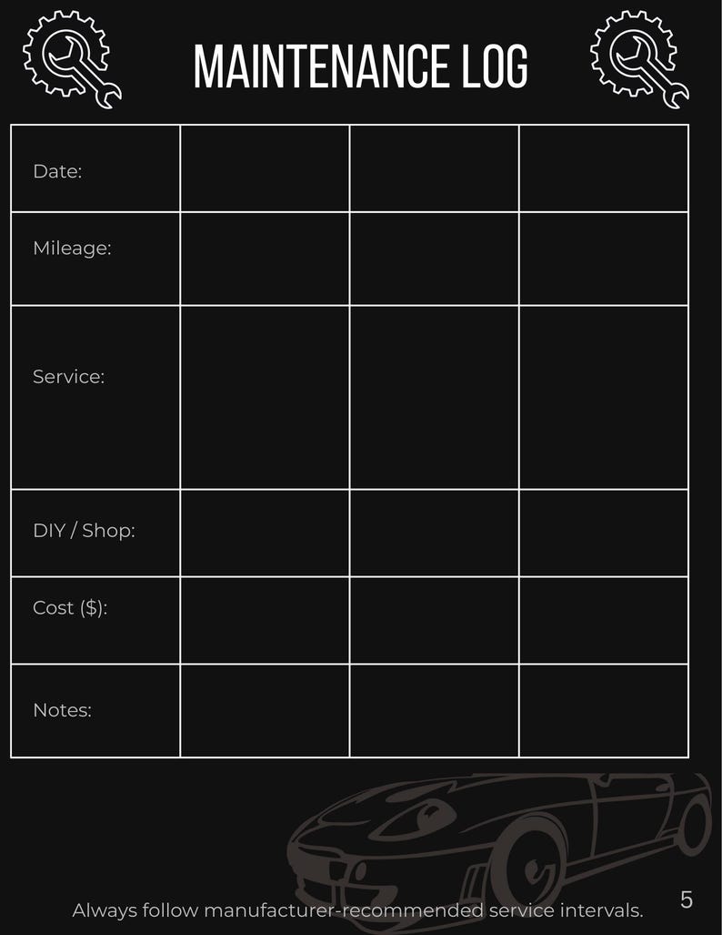 Car Maintenance Tracker & DIY Repair Guide | Vehicle Log Book ...