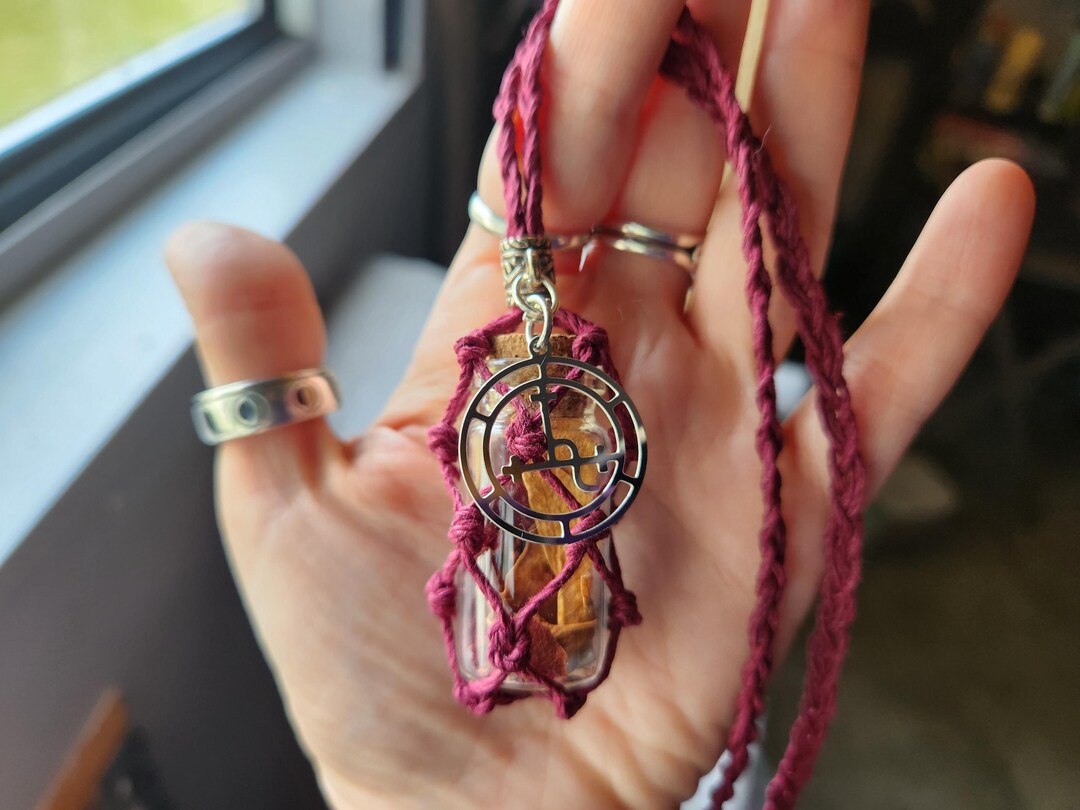 Lilith Interchangeable Vial Necklace With Lilith Seal Charm, Rose ...