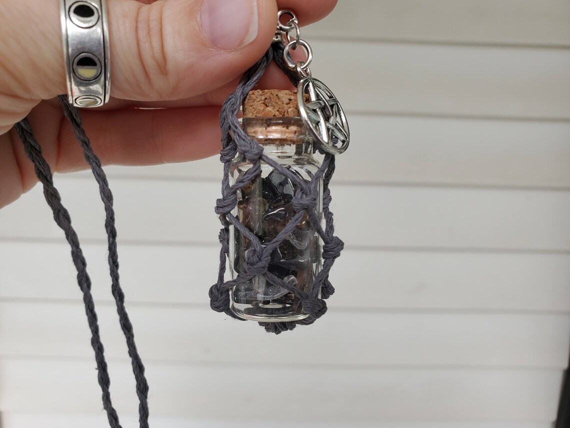 Gray Witch Interchangeable Vial Necklace With Pentacle Charm | Etsy