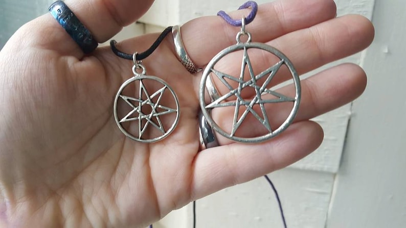 Seven Pointed Faery Star Septagram Necklace Choose Size & - Etsy