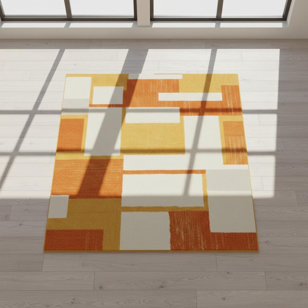 Handmade Mid-century Modern Wool Area Rug, Abstract Geometric Design - Etsy