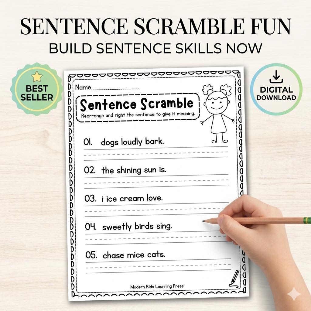 Sentence Building Pack | Kindergarten Writing Skills | 100 Page Grammar ...