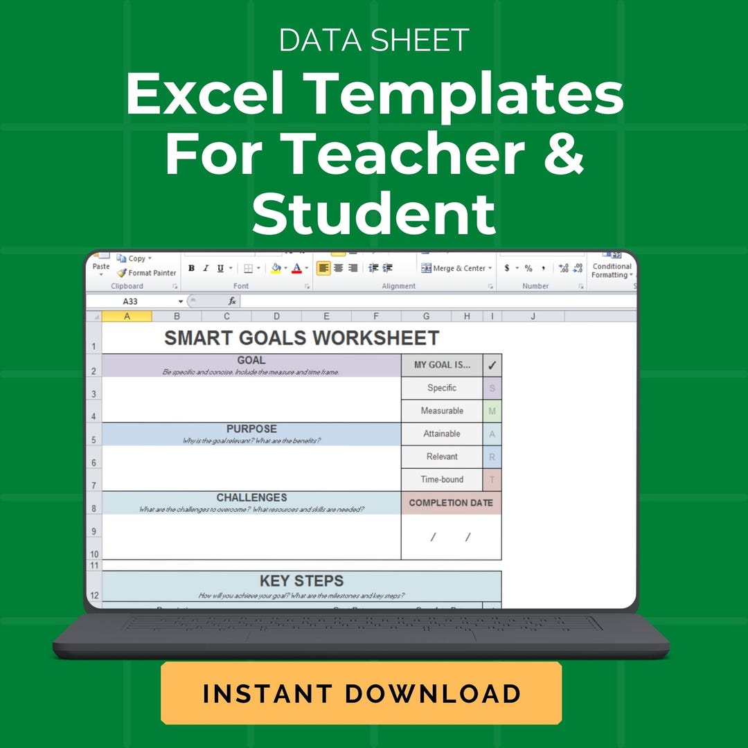 Excel Templates for Teachers and Students for School - Etsy