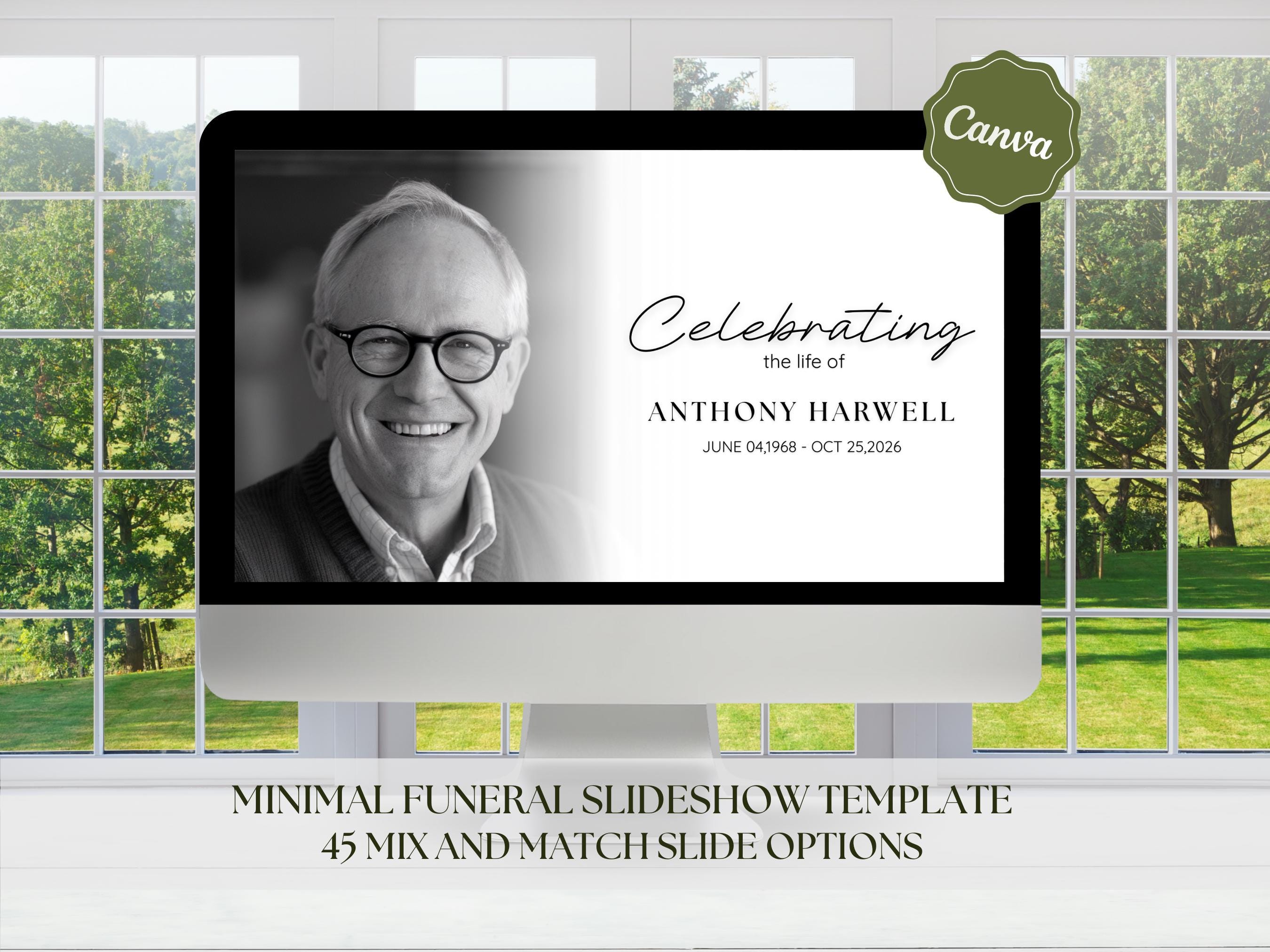Minimal Funeral Slideshow Template, Celebration of Life Video, Editable ...