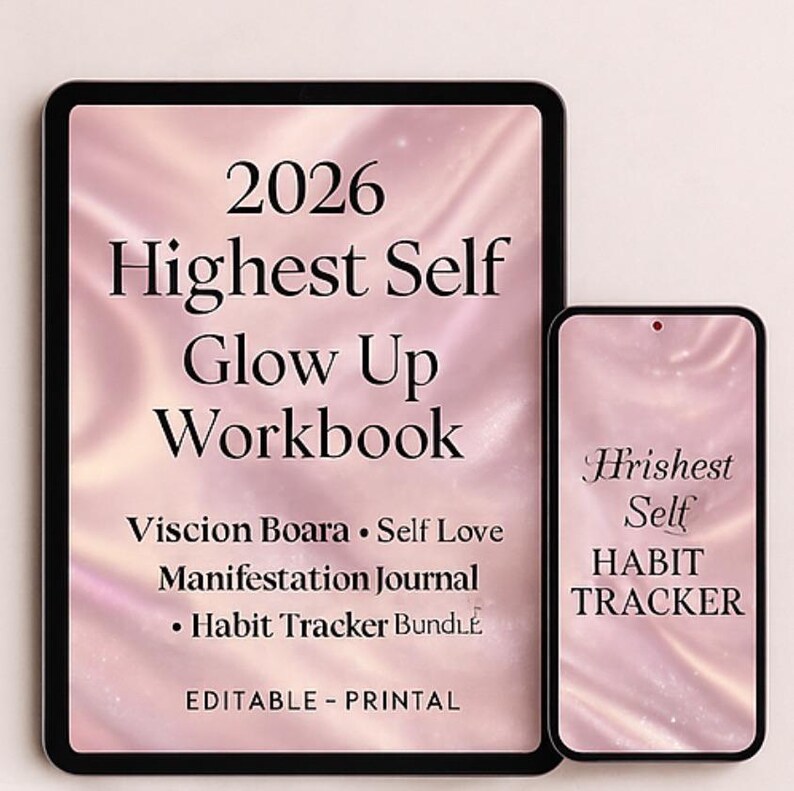 2026 Highest Self Glow up Workbook | Vision Board Template | Self Love ...