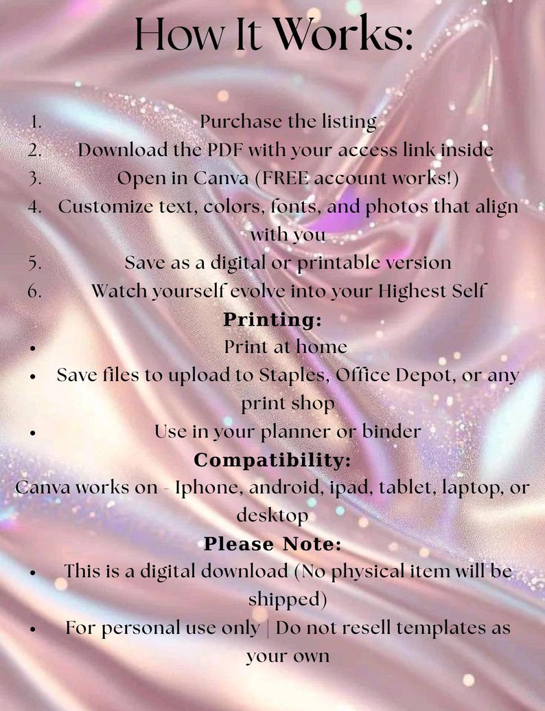 2026 Highest Self Glow up Workbook | Vision Board Template | Self Love ...