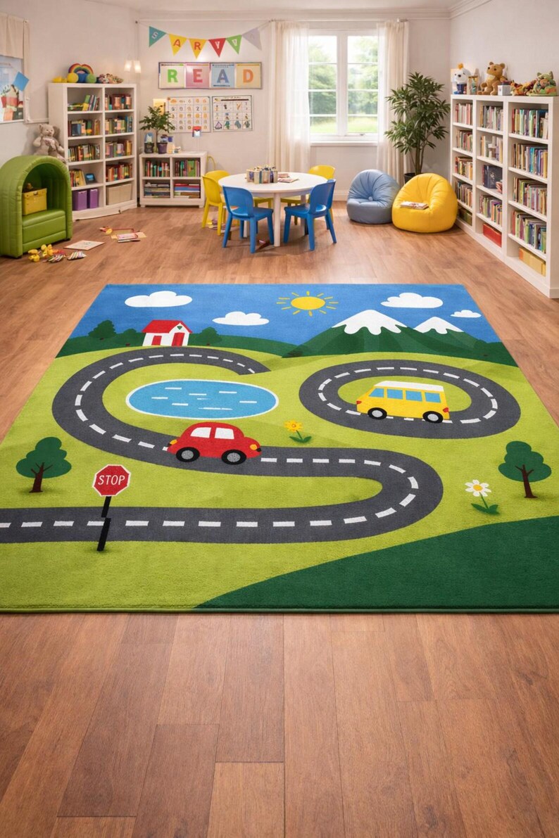 Kids Play Rug, Road Map Carpet, Car Track Educational Mat Rugs.. - Etsy UK