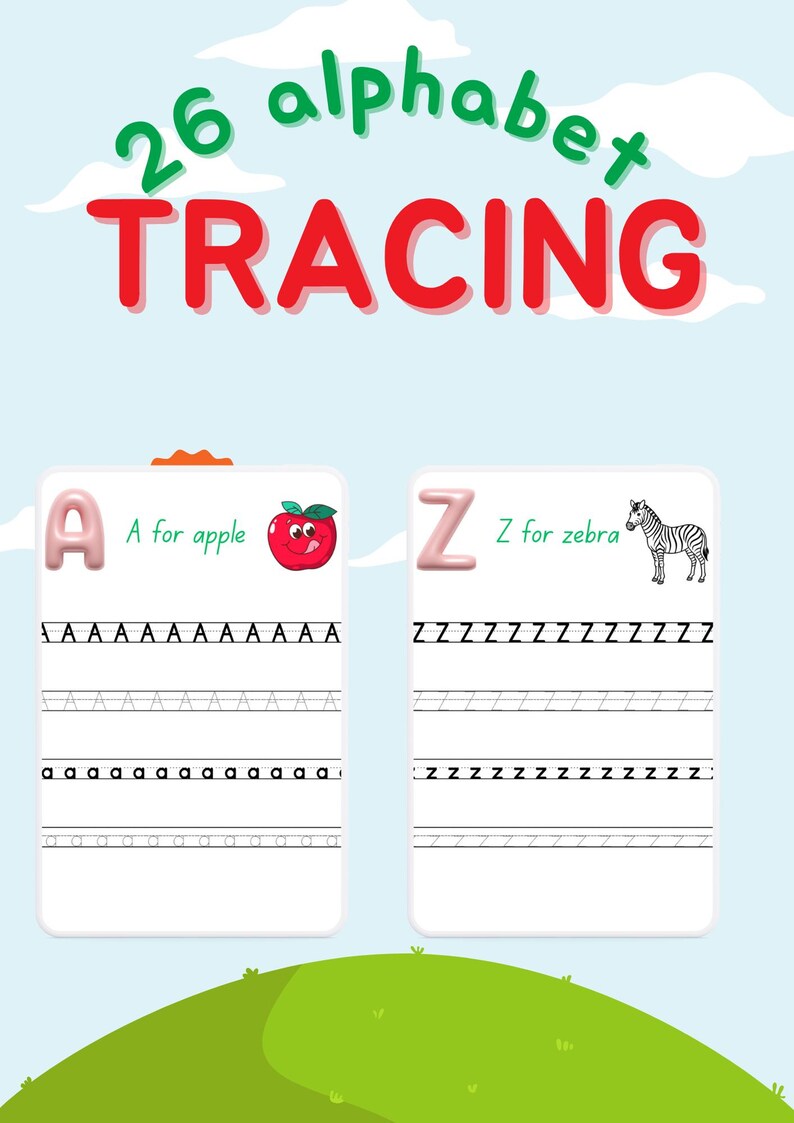 26 Alphabet Worksheets for Kids, Alphabet Writing, Tracing Letters ...