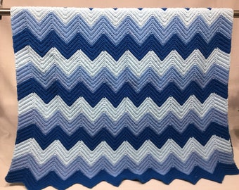Blue crochet blanket | Etsy