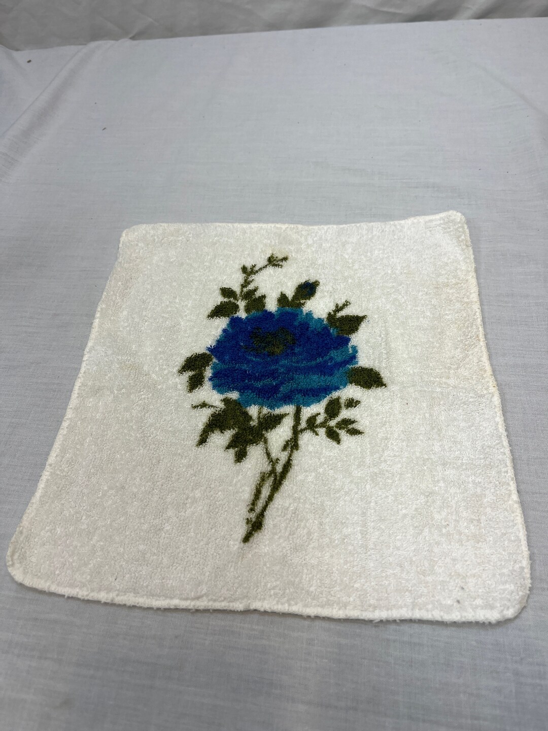 Vintage Sayco Blue Rose Wash Cloth , Vintage Bathroom Towel, Retro ...