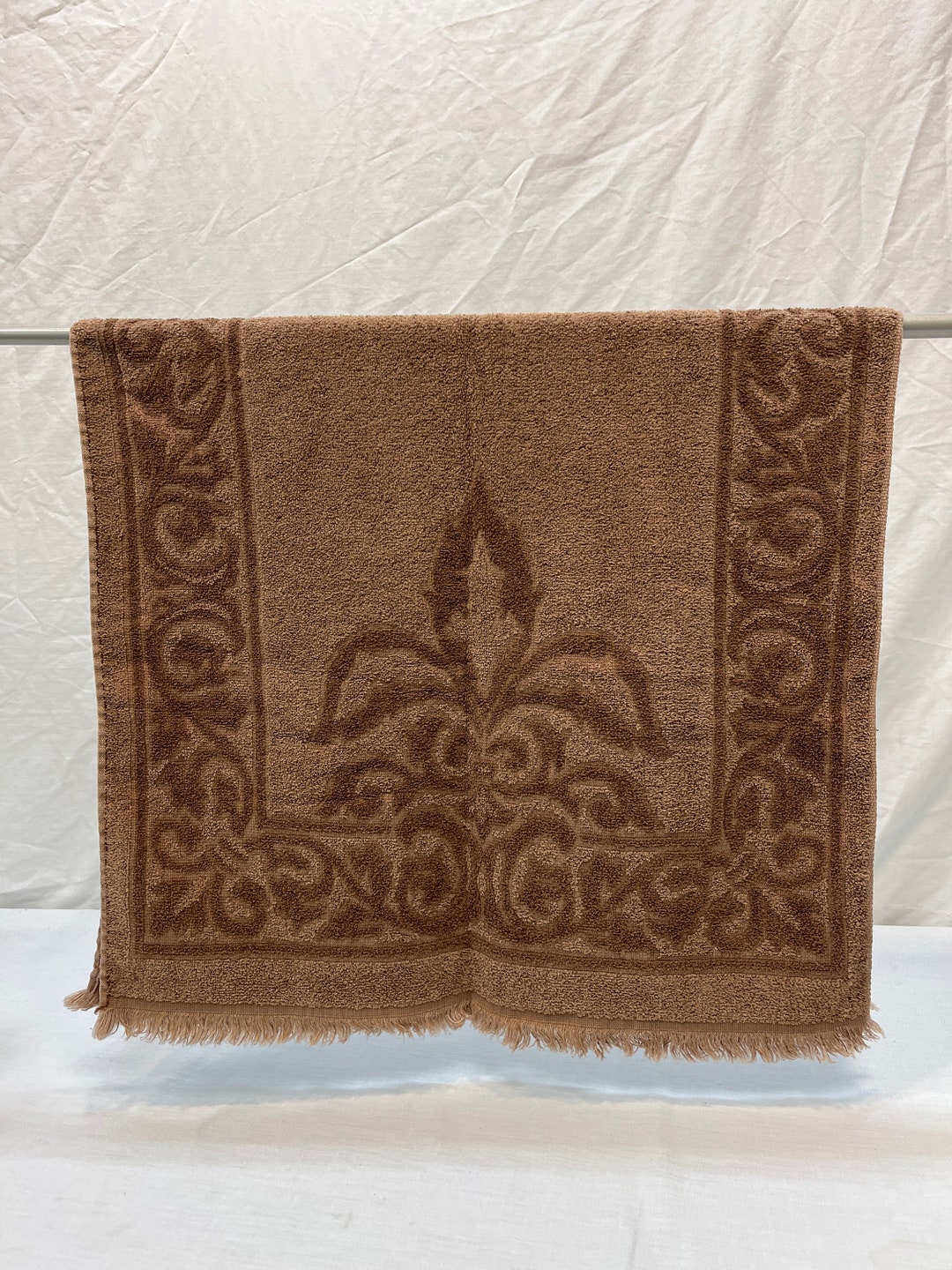 Vintage Brown Bath Towel, Brown Flowers, Hand Towel, Vintage Bath Towel ...