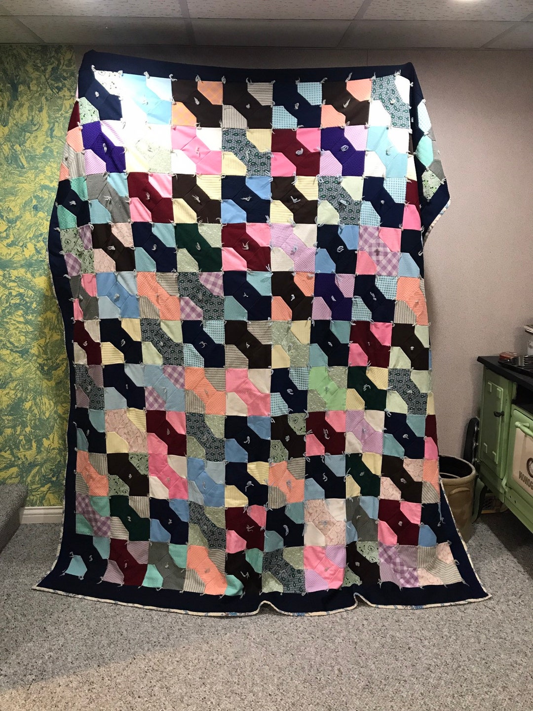 Vintage Handmade Comforter, Blanket, Full or Double Size, Polyester ...