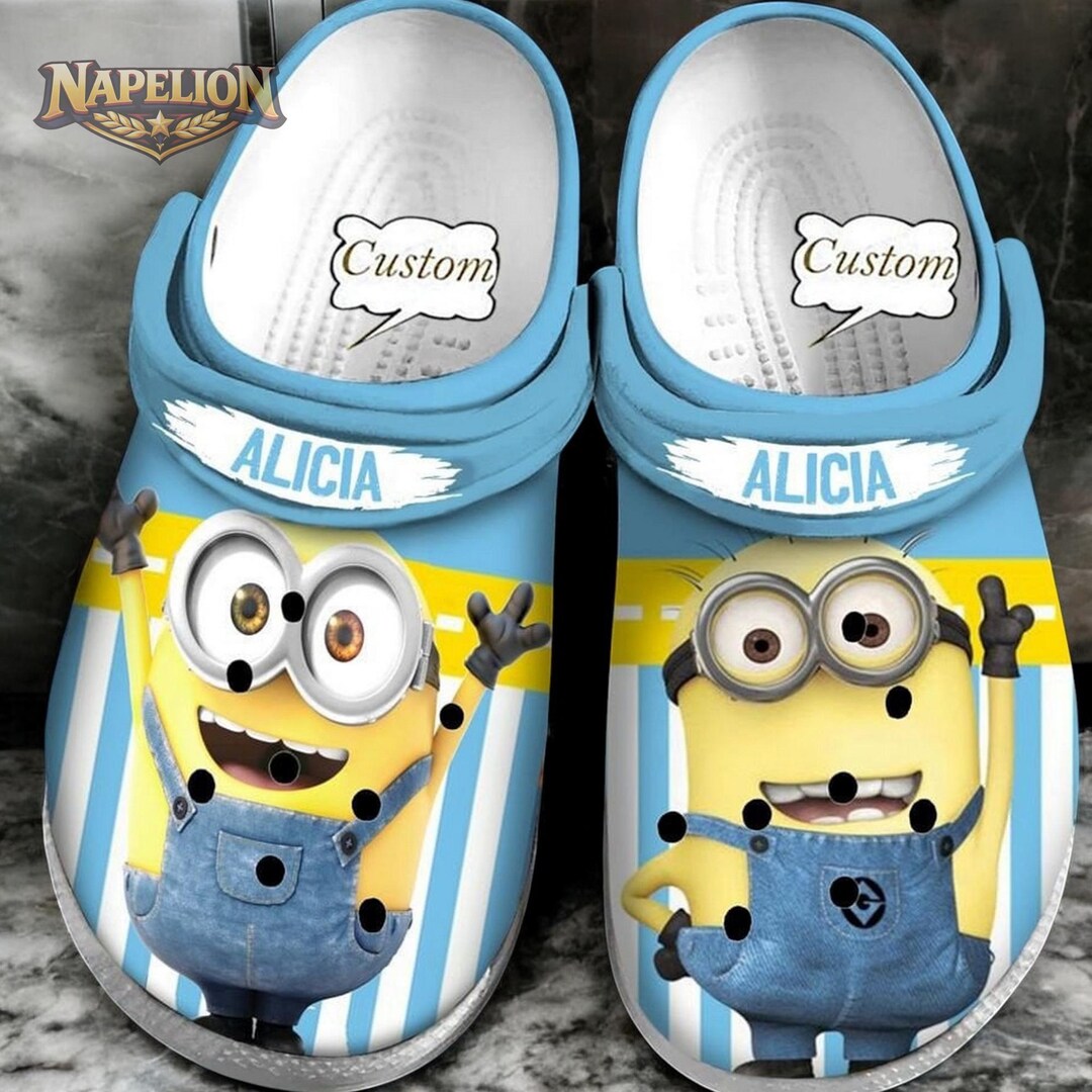 Custom Name Happy Minions Clogs for Kids & Adults, Cute Cartoon Slip on ...