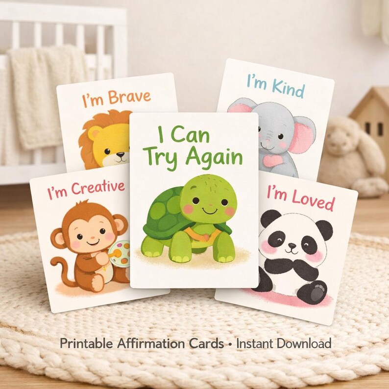 Buy Printable Animal Affirmation Cards for Kids – 20 Positive ...