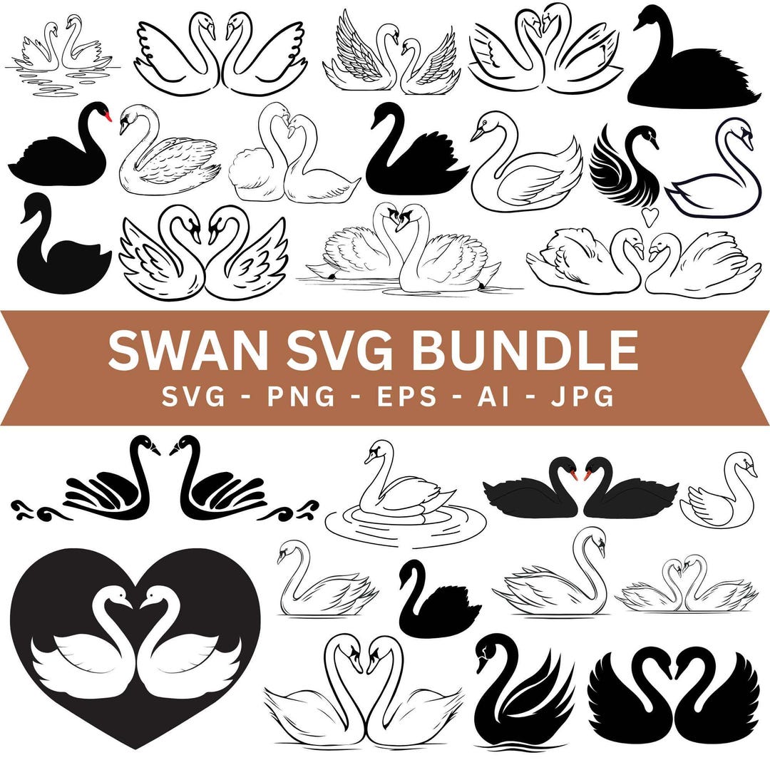 SWAN SVG BUNDLE, Swan Clipart, Swan Cut Files for Cricut, Swan Vector ...