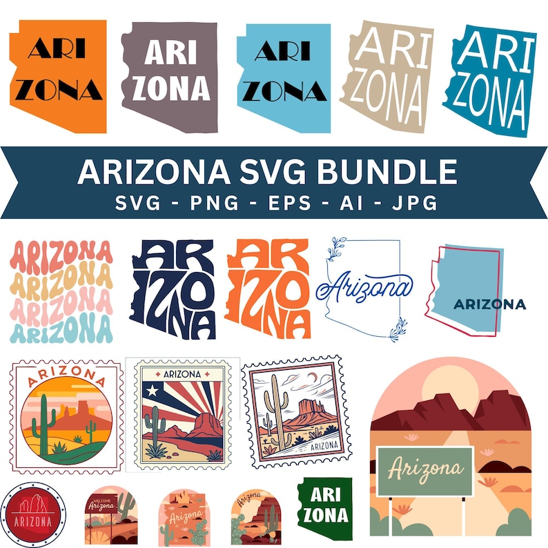 Arizona SVG Bundle, Arizona Cut Files Desert Life & Grand Canyon State ...