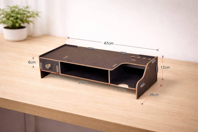 Wooden Monitor Stand for Study Desk | Student Desk Organizer | Computer ...