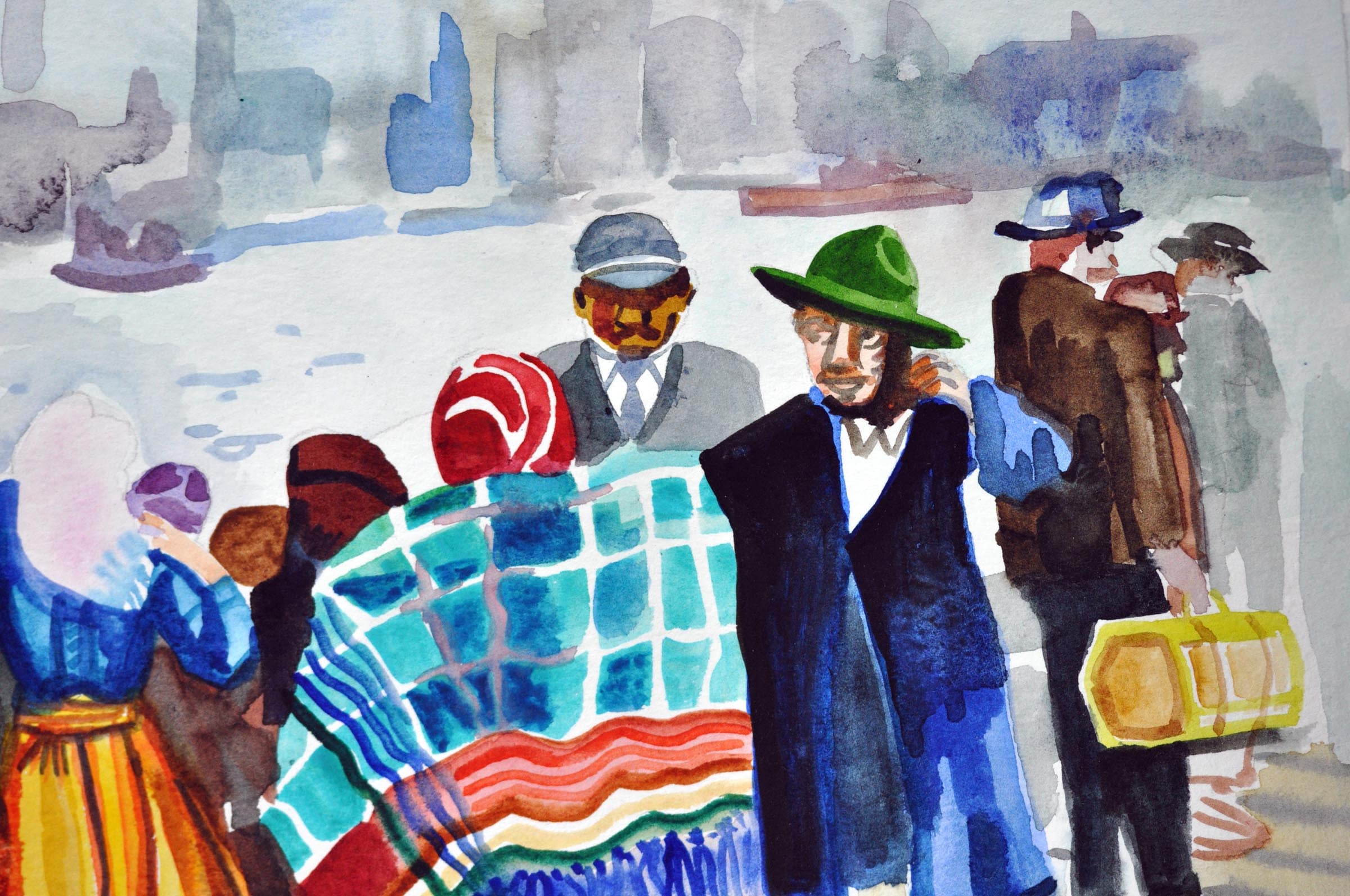 Immigrant Arrival at Ellis Island; Ellis Island Painting; Original ...