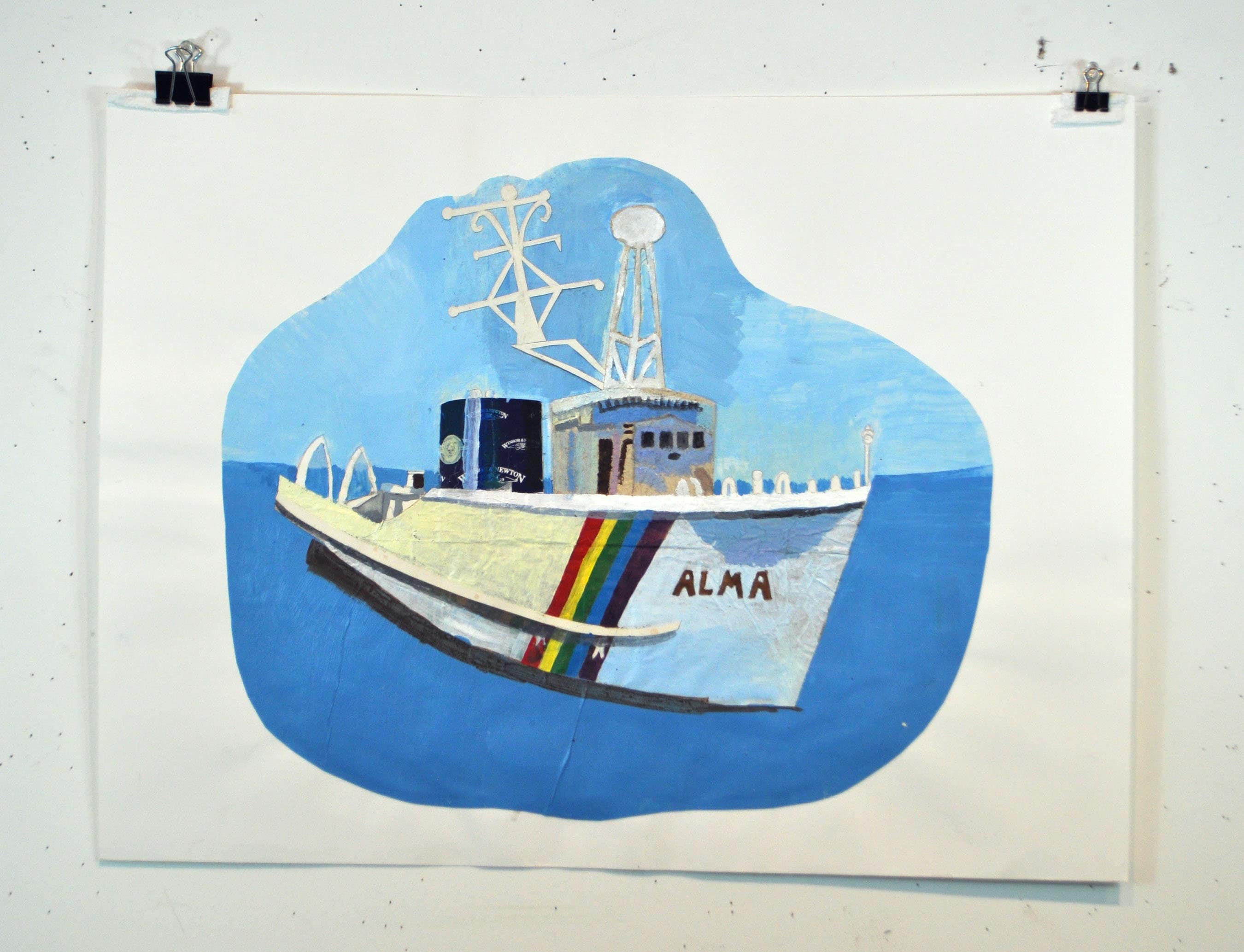 Alma or Soul Ship. Original Painted Collage on Paper. - Etsy