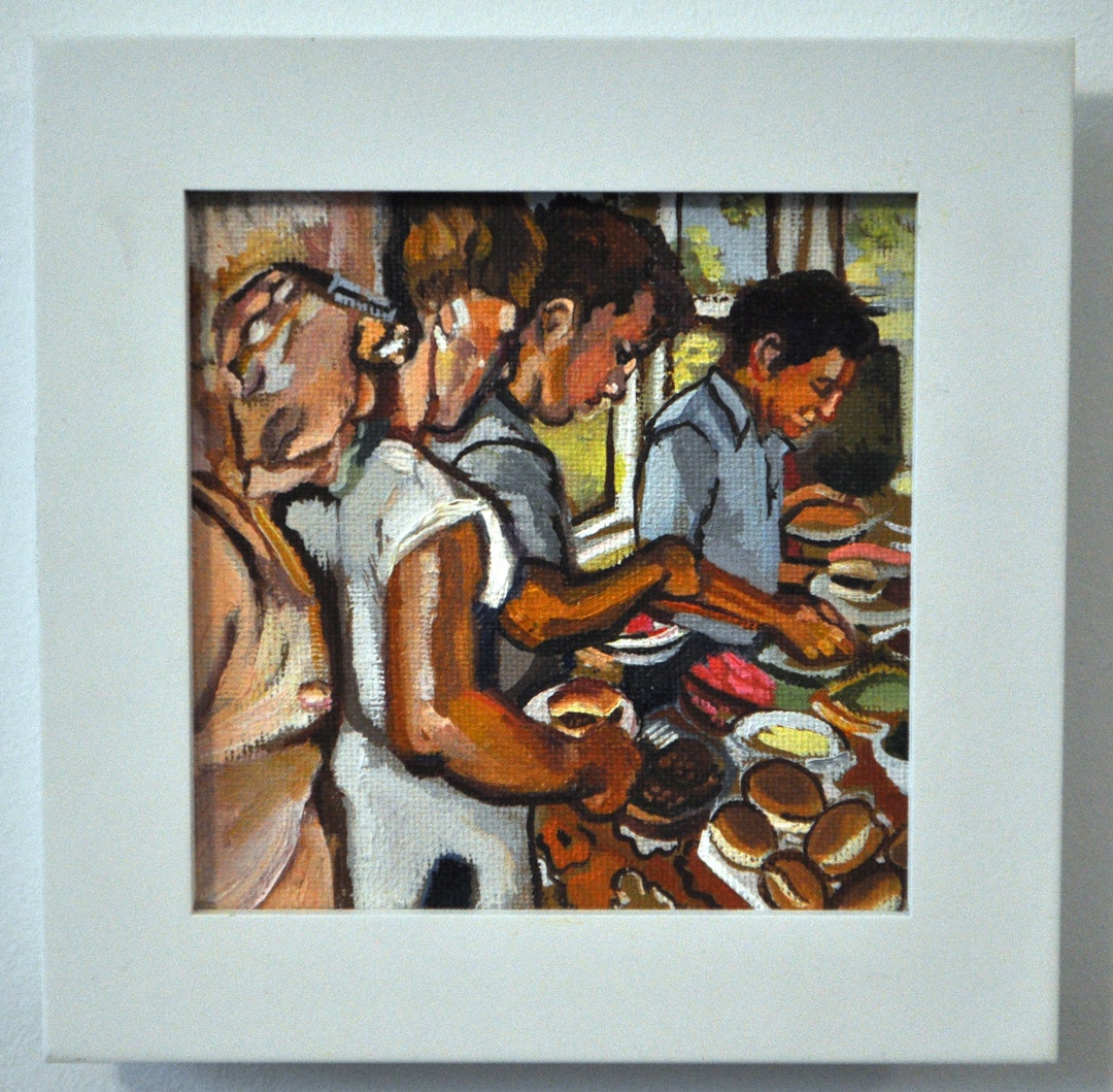 Family Meal Painting; Iowa Family; Lunch Painting; Chow Line. Original ...