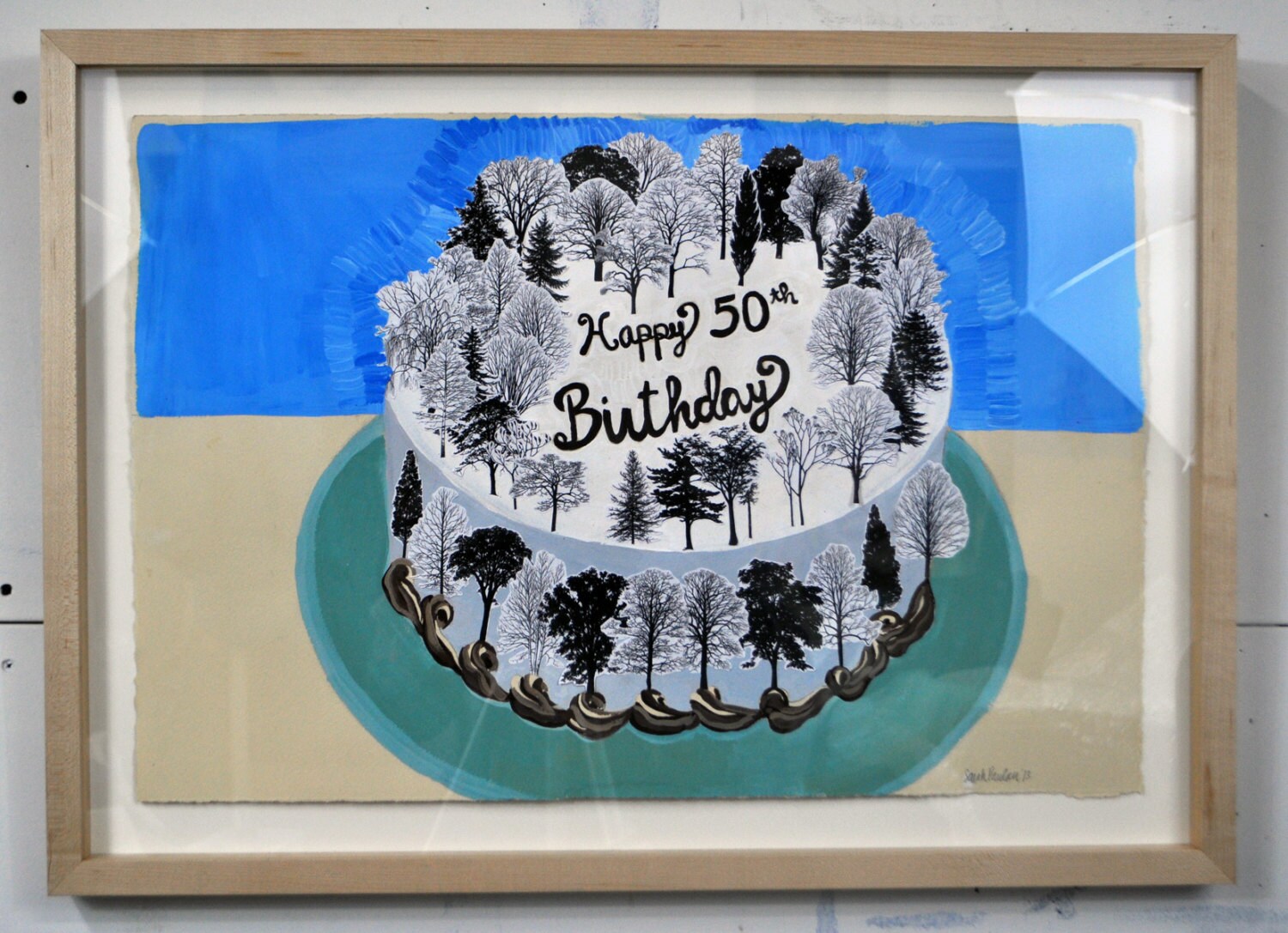 Happy 50th Birthday! ; Birthday Cake Artwork; 50th Birthday Gift ...