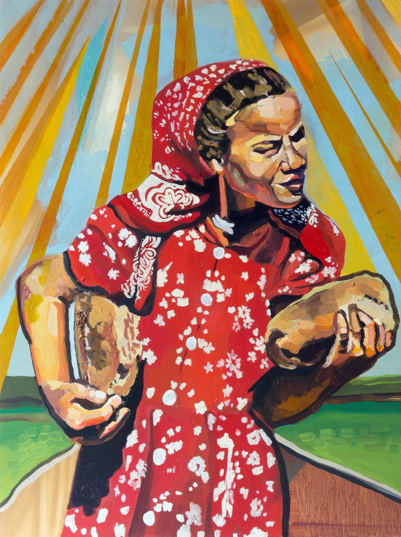 Origins of the Redneck Girl Original Oil Painting, Bread and Roses Art ...