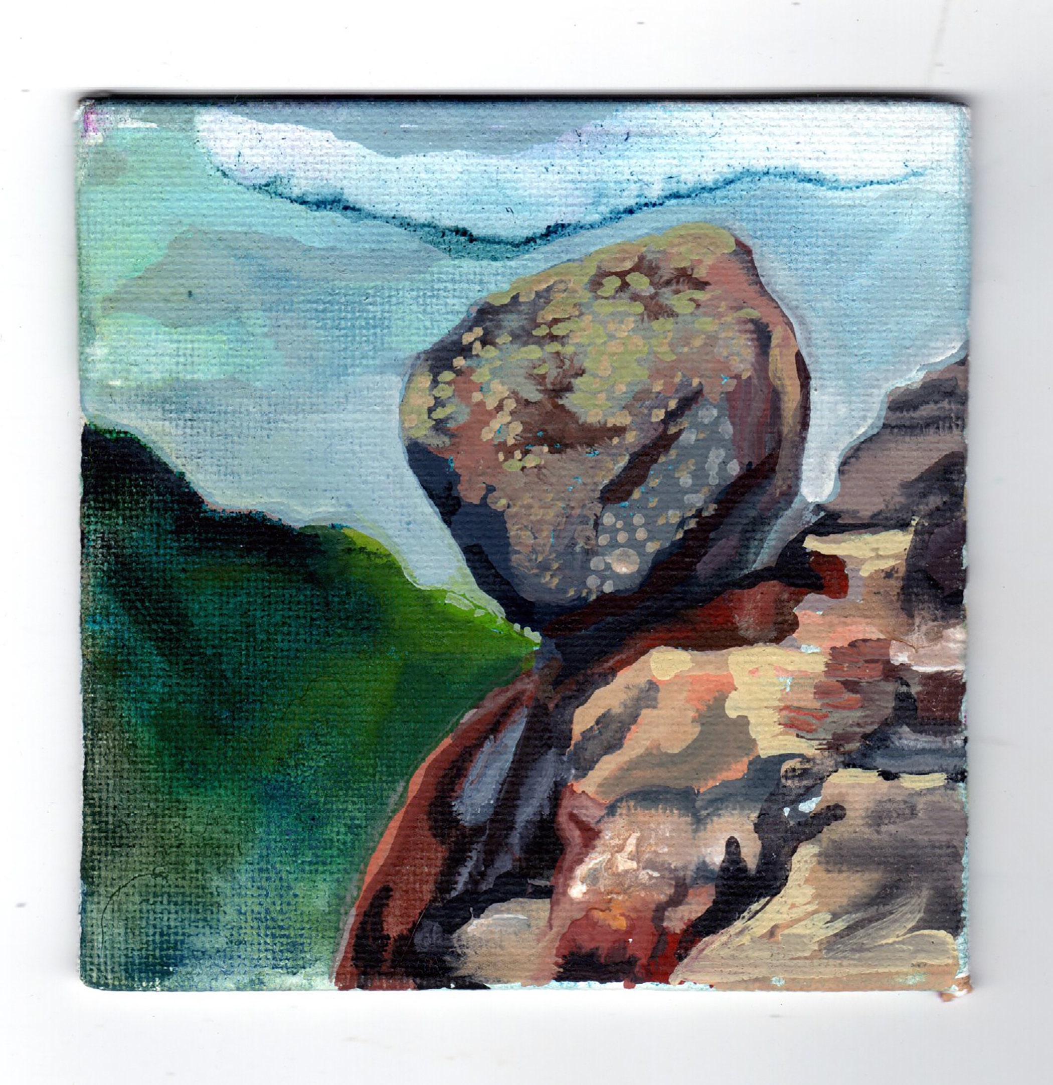Tipping Point Rock Painting Landslide Artwork Boulder - Etsy