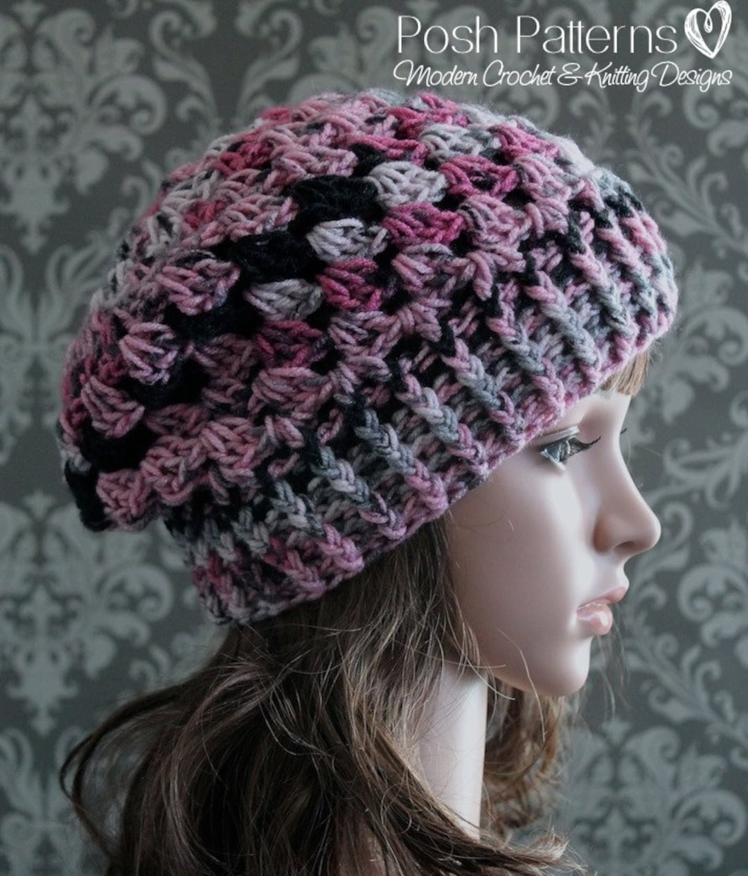 Crochet PATTERN - Crochet Pattern Hat - Slouchy Hat - Crochet Hat ...
