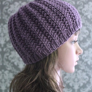 Knitting PATTERN - Easy Ribbed Knit Hat Pattern - Knitting Patterns for ...