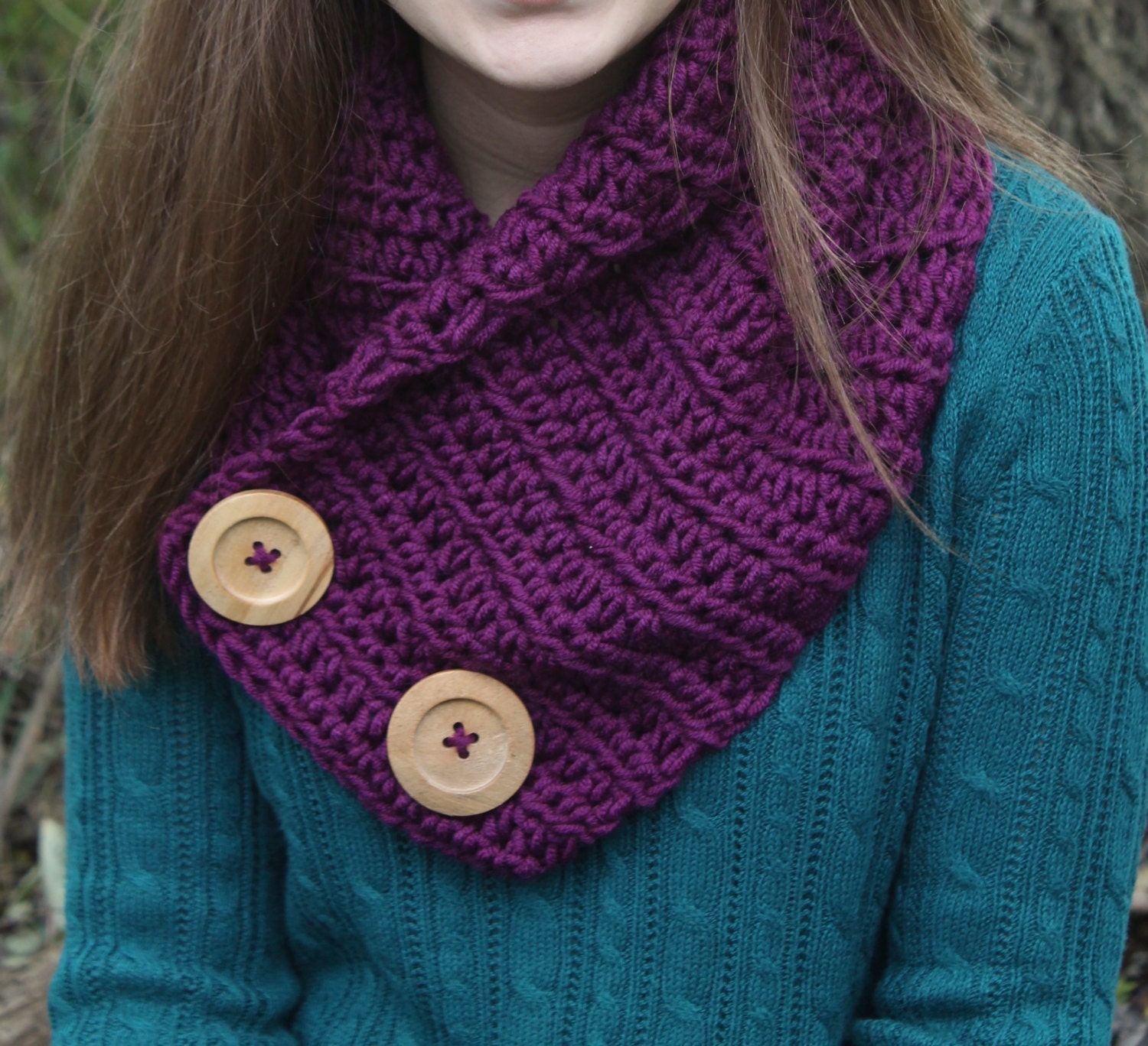 Crochet Pattern - Crochet Button Scarf Pattern - Crochet Pattern Button ...