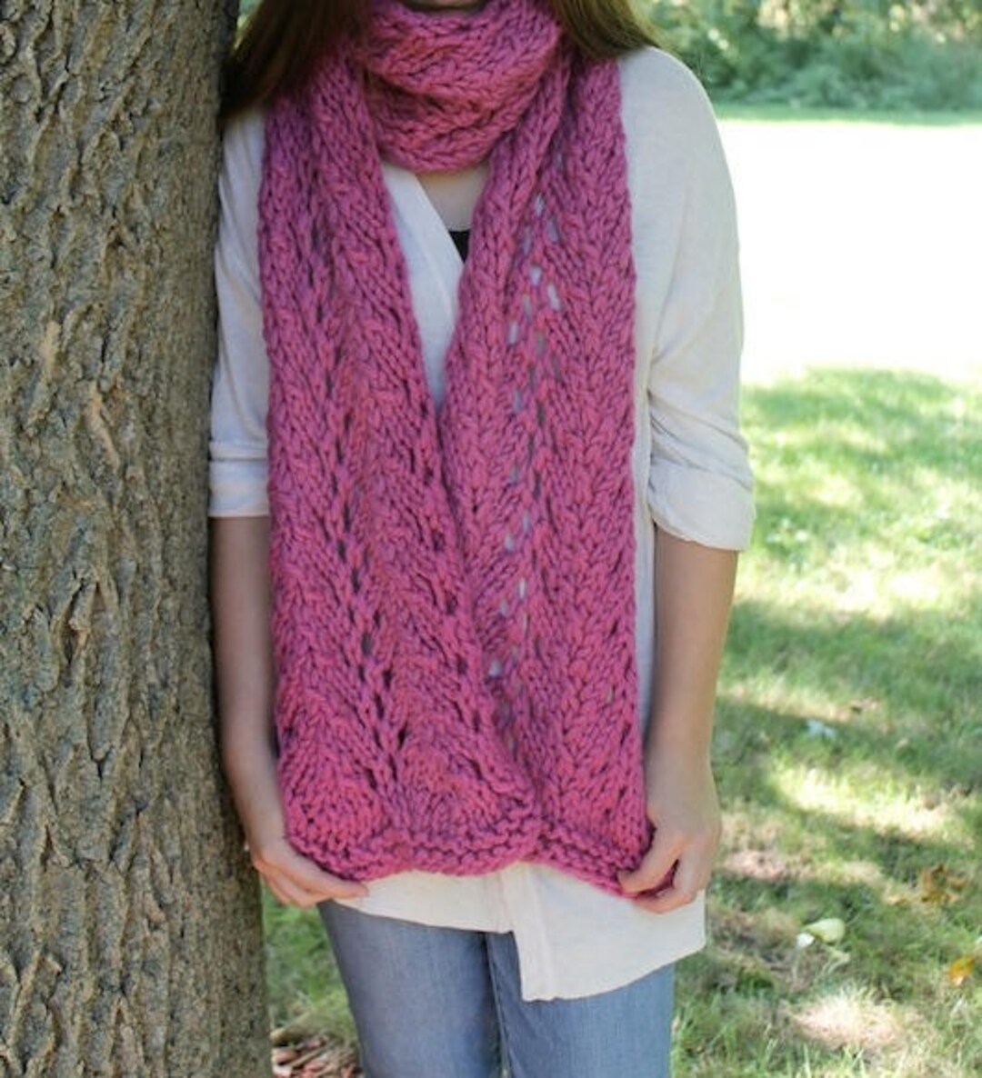 Knitting Pattern - Lace Scarf Knitting Pattern - Knit Chunky Scarf ...