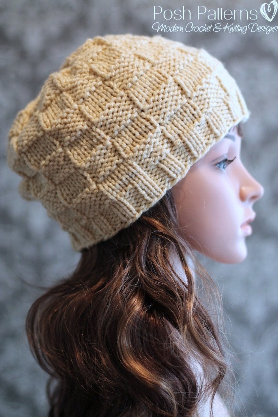 Knitting PATTERNS - Slouchy Hat Pattern - Knit Beanie - Mens Hat ...