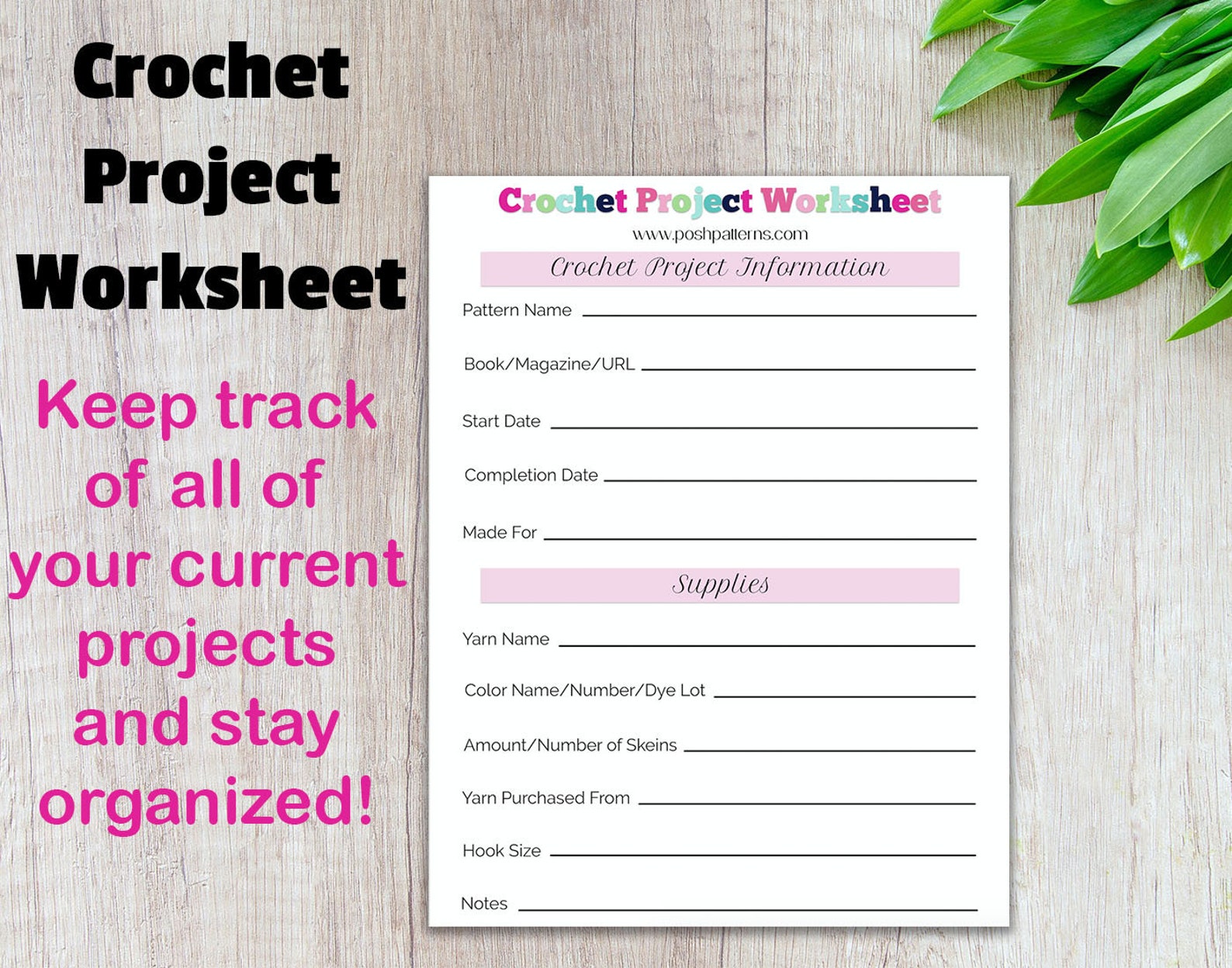 Printable Crochet Planner Crochet Project Planner Page | Etsy